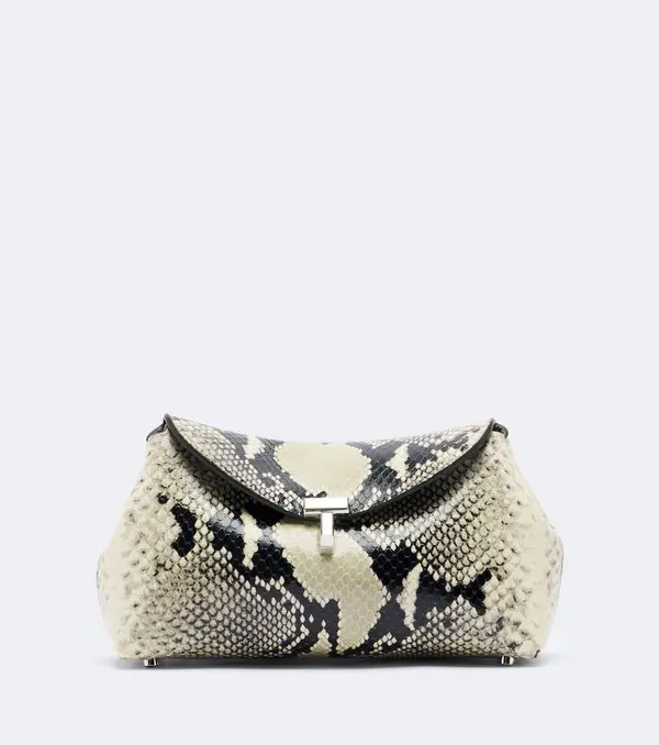 TOTEME T-lock Mini Snake-effect Leather Clutch