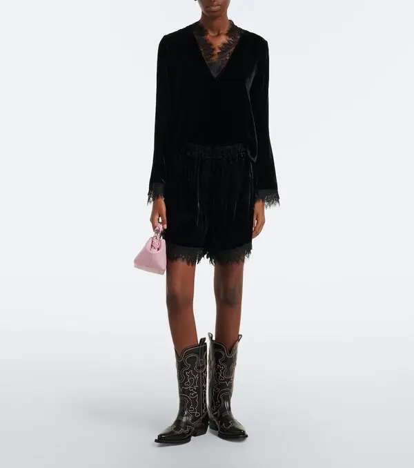 GANNI Lace-trimmed Top