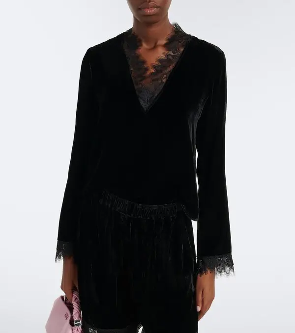 GANNI Lace-trimmed Top