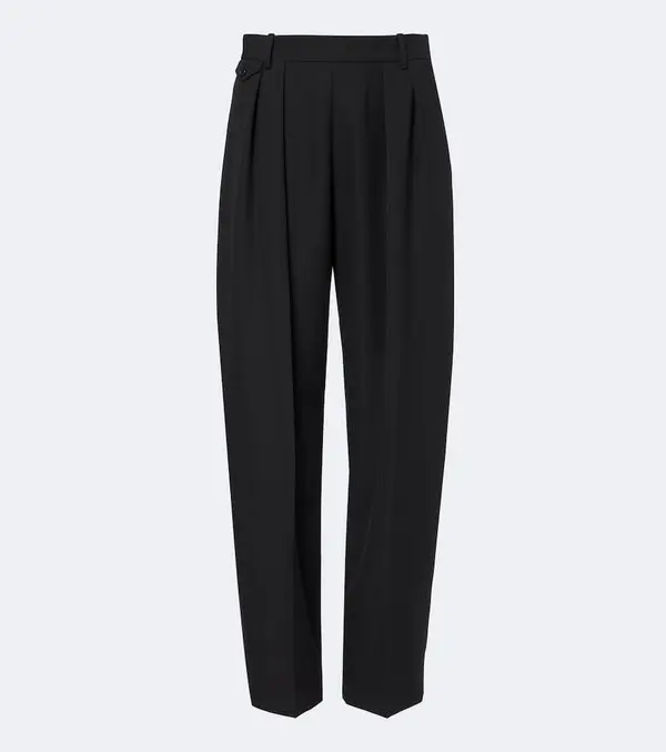 Khaite Dugan Pleated Virgin Wool Straight Pants