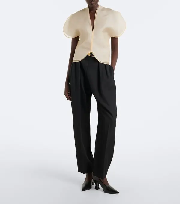 Khaite Dugan Pleated Virgin Wool Straight Pants
