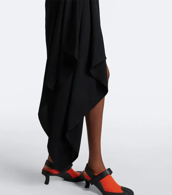 Loewe Shearling-trimmed Crepe Midi Dress