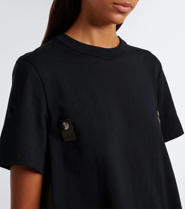 Sacai Paneled Plisse Cotton Jersey T-shirt