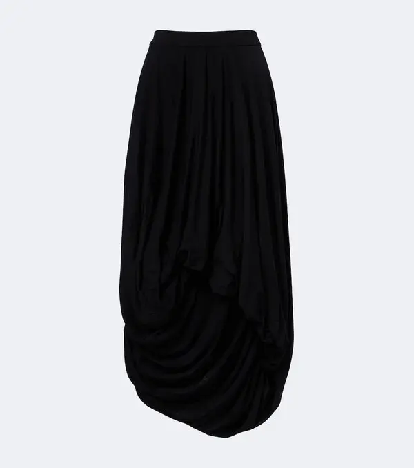 Junya Watanabe Asymmetric Draped Wool Midi Skirt