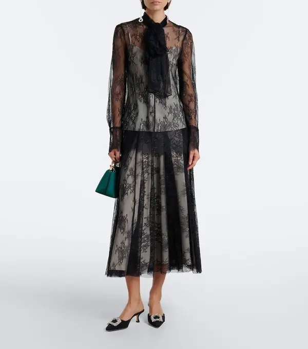Erdem Bow-detail Floral Lace Blouse