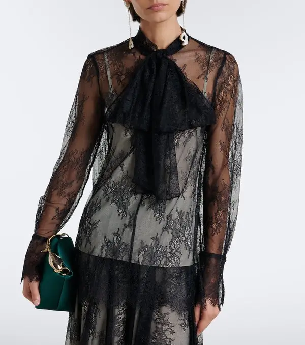 Erdem Bow-detail Floral Lace Blouse