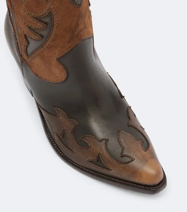 GOLDEN GOOSE Wish Star Leather And Suede Cowboy Boots