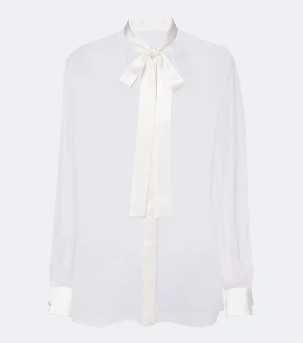 Dolce & Gabbana Bow-detail Silk Chiffon Blouse