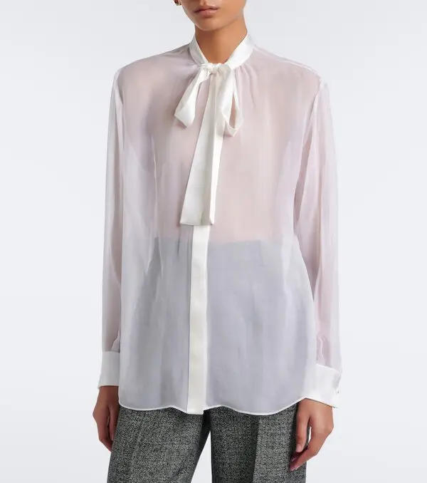 Dolce & Gabbana Bow-detail Silk Chiffon Blouse