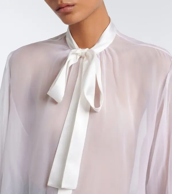 Dolce & Gabbana Bow-detail Silk Chiffon Blouse