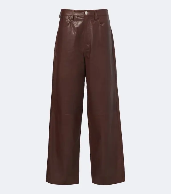 RÓHE Leather Wide-leg Pants - Brown