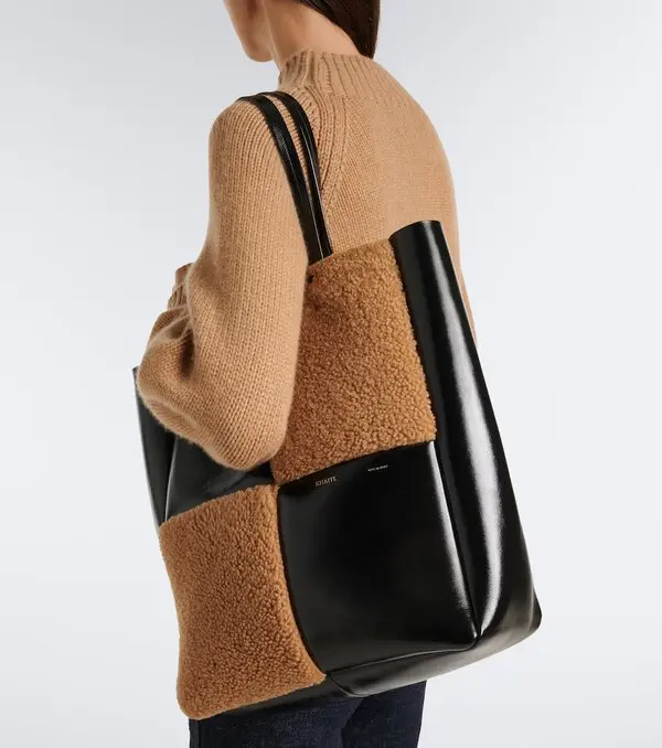 Khaite Zoe Medium Shearling Paneled Tote Bag