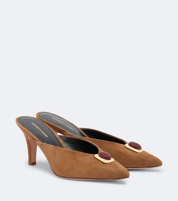 Veronica Beard Rochelle Embellished Suede Mules