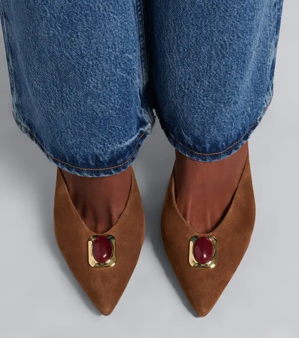 Veronica Beard Rochelle Embellished Suede Mules