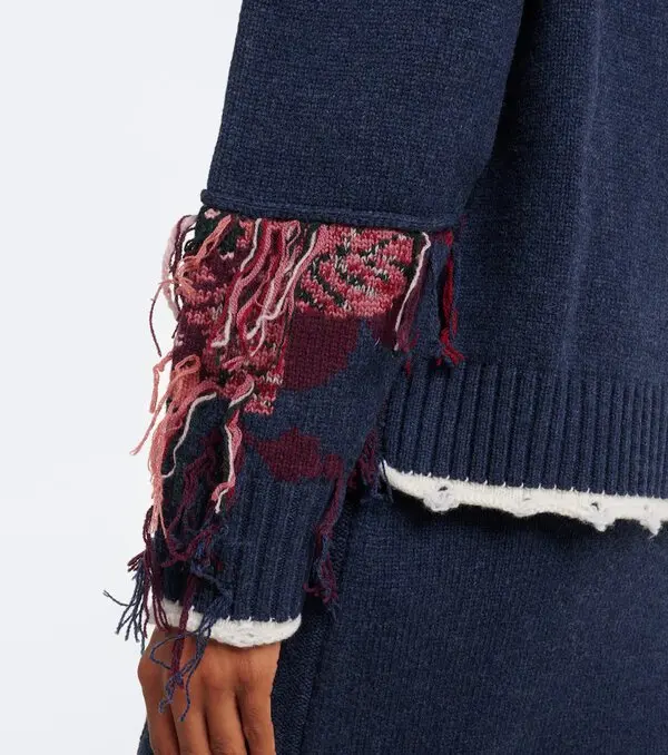 Erdem Fringed Intarsia Wool Sweater