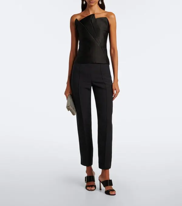 Roland Mouret Wool And Silk Cropped Slim Pants