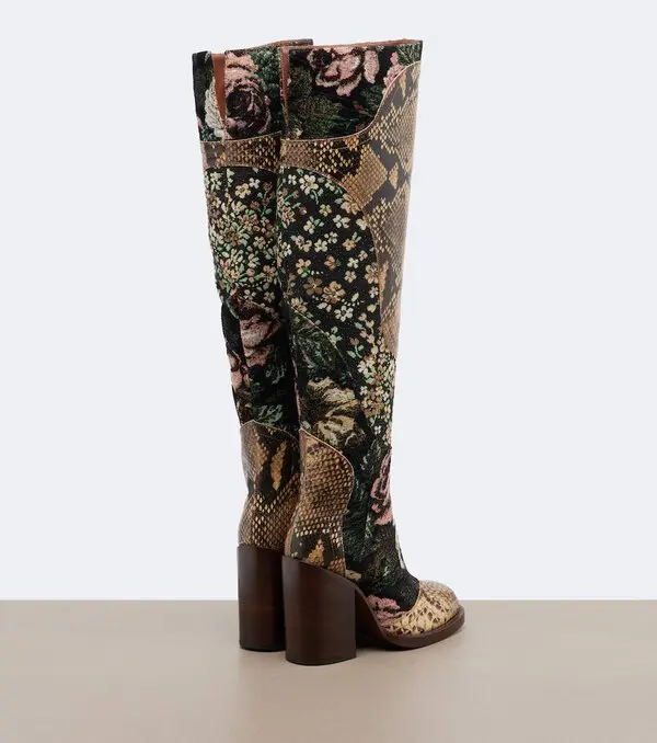 Dries Van Noten Patchwork Leather Over-the-knee Boots