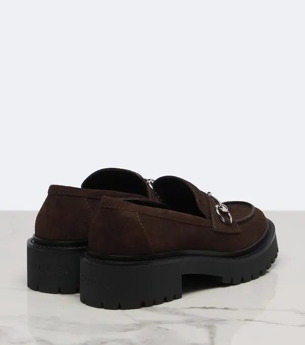 Gucci Rhody Horsebit Suede Platform Loafers