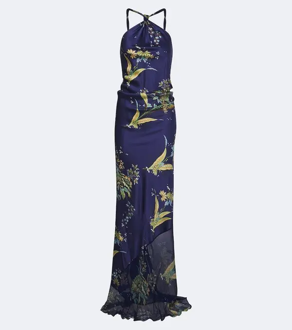 Staud Charli Printed Silk-blend Maxi Dress