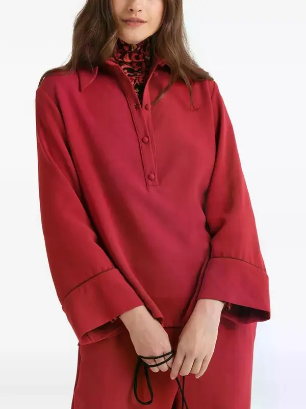 Malìparmi Sablé Crepe Polo Top - Red