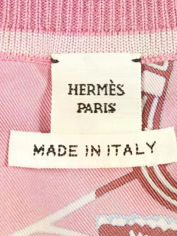 Hermès 2010s Twill Laine Ex-libris Cardigan