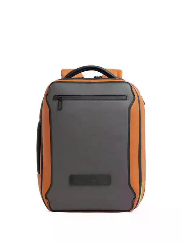 PIQUADRO Panelled Logo-patch Backpack - Orange