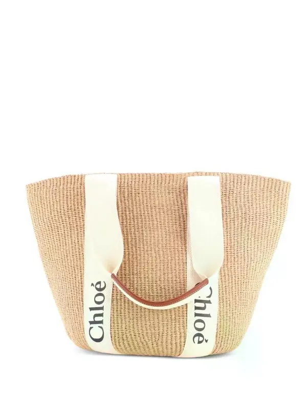 Chloé X Mifuko Woody Tote Raffia Large Bucket Bag - Neutrals