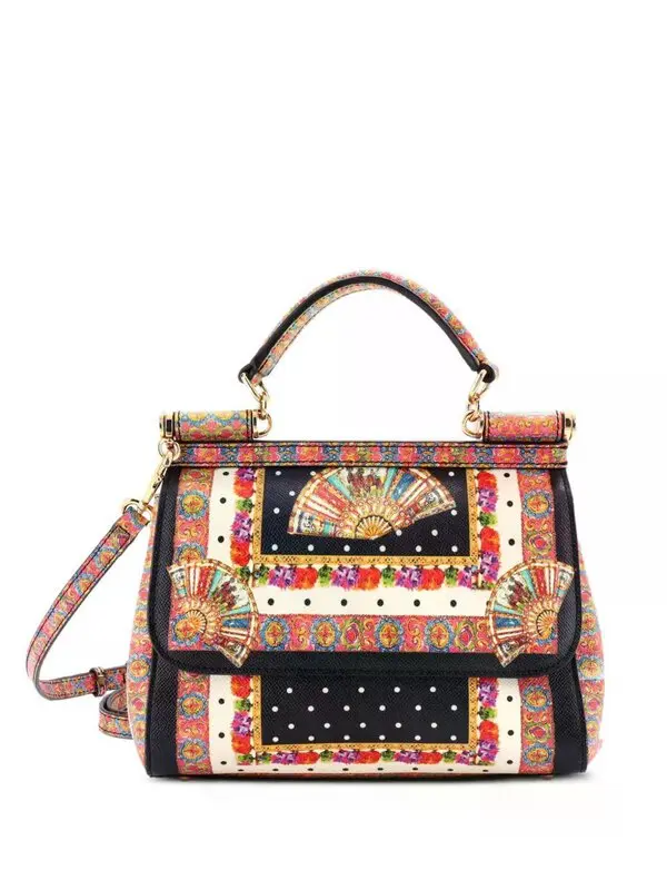 Dolce & Gabbana Miss Sicily Bag Printed Leather Medium Satchel