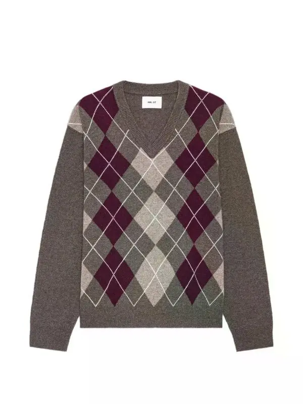 Nn07 Otto Argyle V-neck Sweater