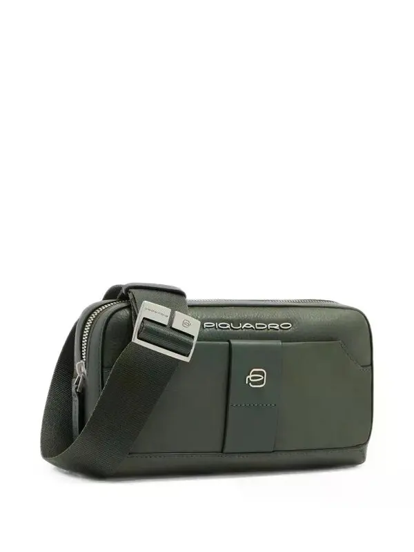PIQUADRO Logo-plaque Pebbled-leather Clutch Bag