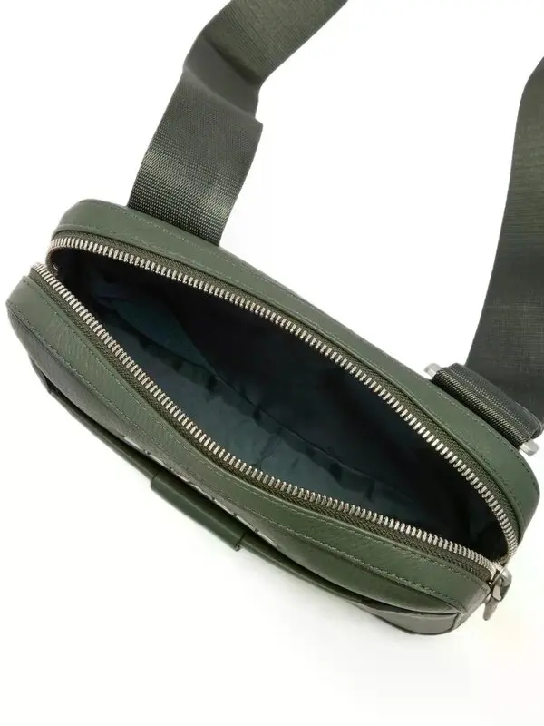 PIQUADRO Logo-plaque Pebbled-leather Clutch Bag