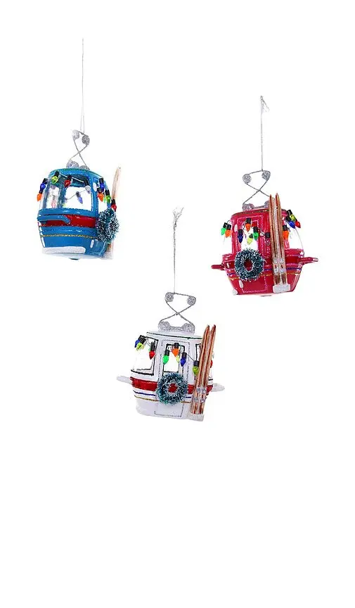 CODY FOSTER & CO Ski Slope Gondola Ornament Set Of 3 - Multi