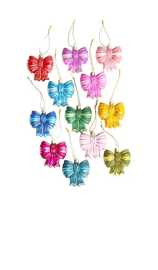 CODY FOSTER & CO Ribbons And Bows Ornament Set Of 12 - Multi