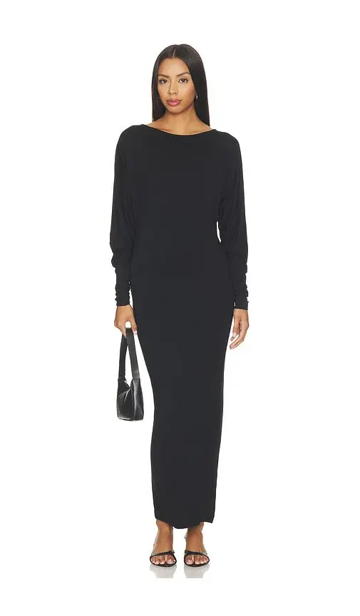 Eterne Mountain Soft Jersey Midi Dress In . Also - Black