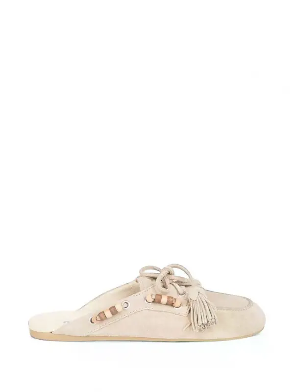 Miu Miu Suede Deck Mules - Neutrals