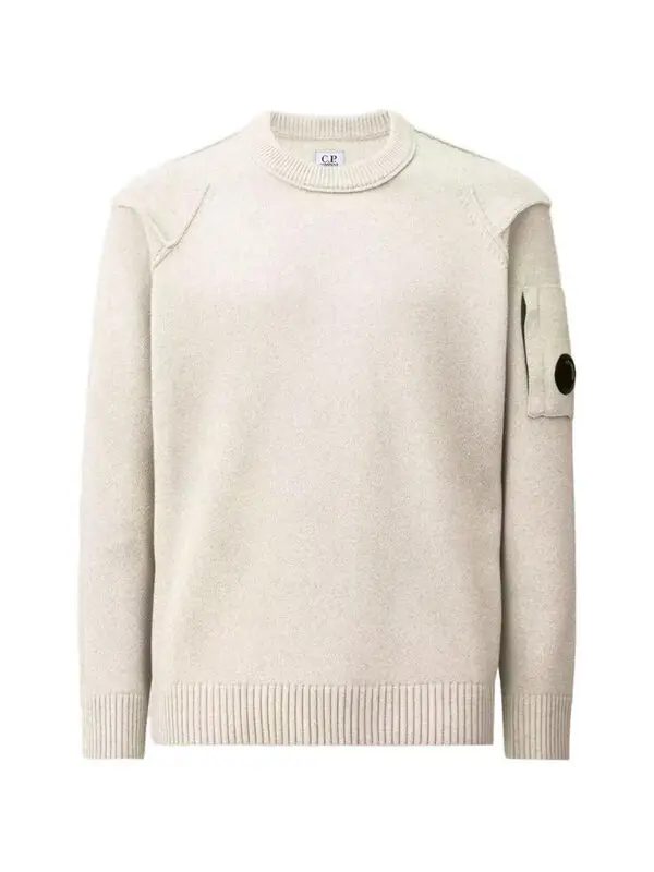 C.P. COMPANY Lambswool Lens Crewneck Contrast Sweater