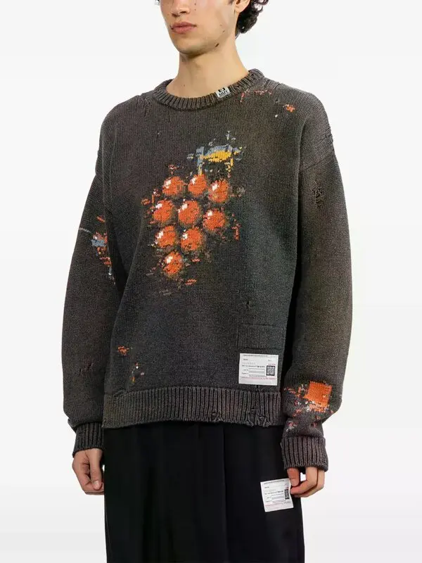 Mihara Yasuhiro Distressed Intarsia-knit Jumper