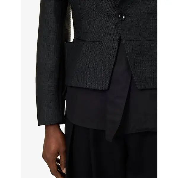 Comme Des Garçons Cropped Split-side Woven Blazer