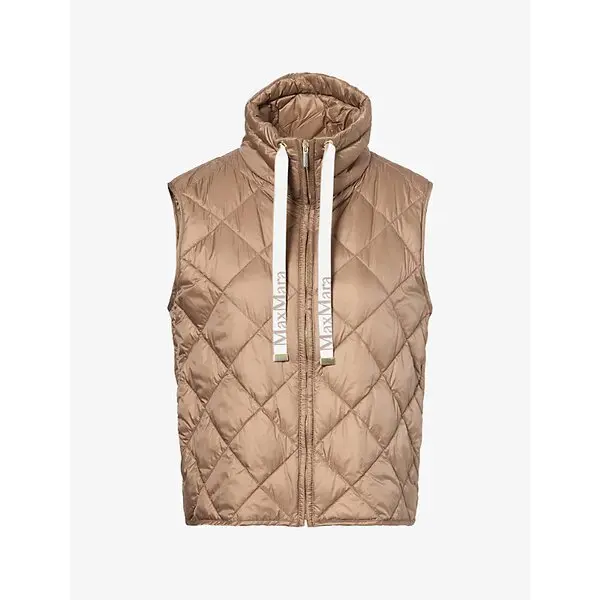 Max Mara Diamond-patterned Quilted Shell-down Gilet - Camel