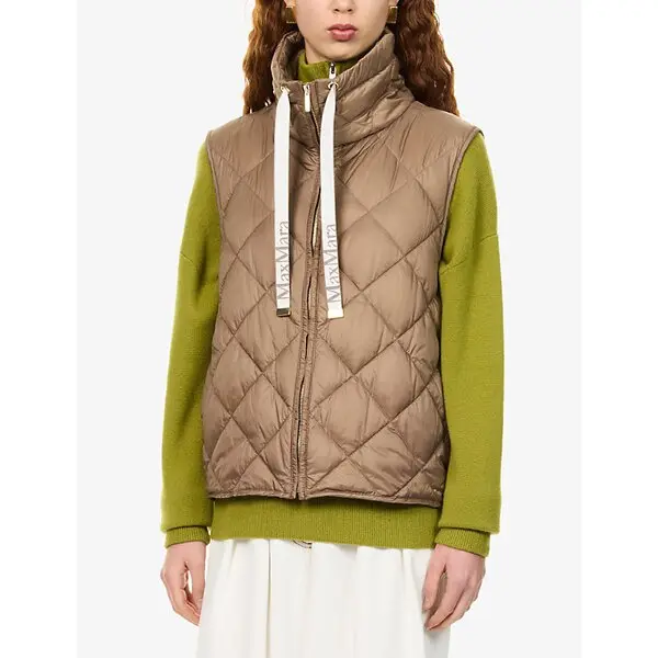 Max Mara Diamond-patterned Quilted Shell-down Gilet - Camel