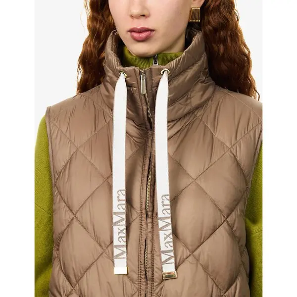 Max Mara Diamond-patterned Quilted Shell-down Gilet - Camel