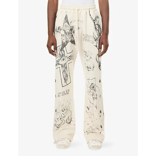 HELLSTAR Graffiti Mirror Straight-leg Cotton-jersey Jogging Bottoms