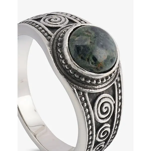 CLOCKS AND COLOURS Socrates Kambaba Jasper Stone Stainless Steel Ring