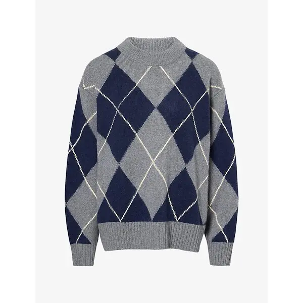 REFORMATION Cove Argyle Cashmere And Wool Jumper
