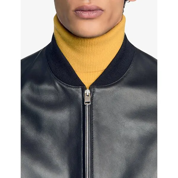 Sandro Zipped Regular-fit Leather Bomber Jacket