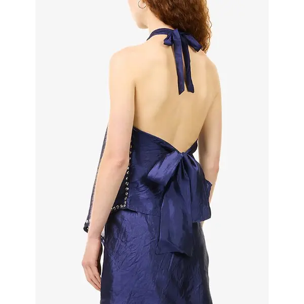 Gimaguas Belle Jewel Halter Silk Top