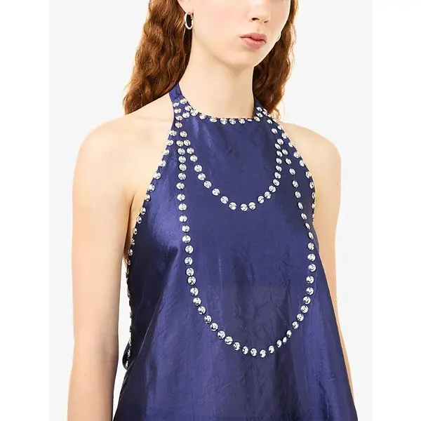 Gimaguas Belle Jewel Halter Silk Top