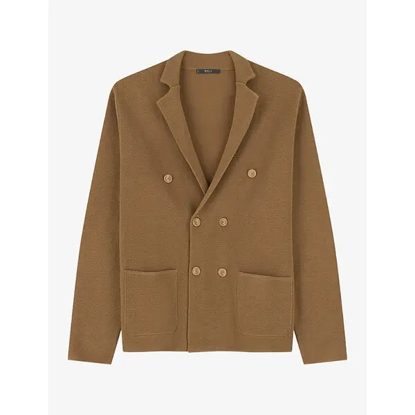 Boggi Milano Double-breasted Regular-fit Merino Wool Jacket - Biscuit
