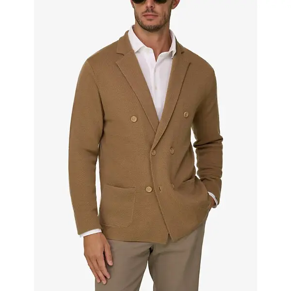 Boggi Milano Double-breasted Regular-fit Merino Wool Jacket - Biscuit