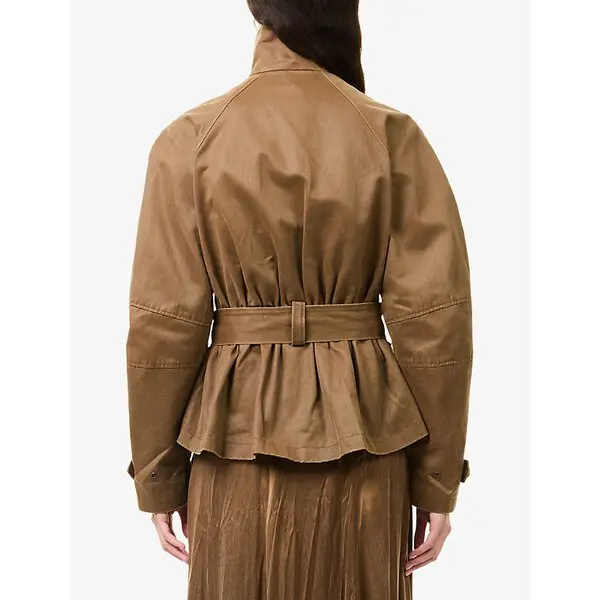 OUDE WAAG Funnel-neck Belted Cotton-blend Jacket